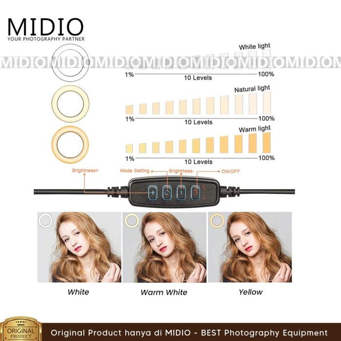 Jual Midio Ring Light Plus Penjepit Besi Spigot Untuk Laptop Zoom ...