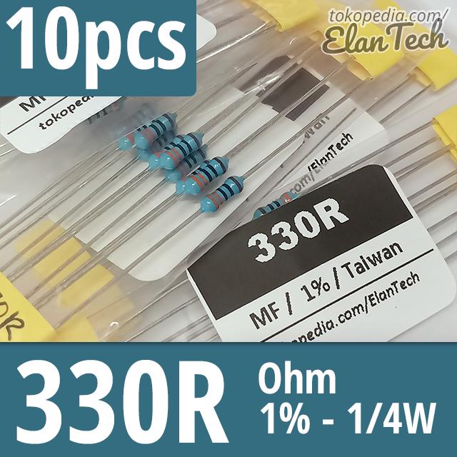 Jual Resistor 330R Taiwan 10pcs 1/4W 1% 330 Ohm 0.25W ElanTech ...