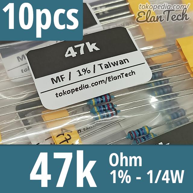 Jual Resistor 47k Taiwan 10pcs 1/4W 1% 47 Kilo Ohm 0.25W ElanTech ...
