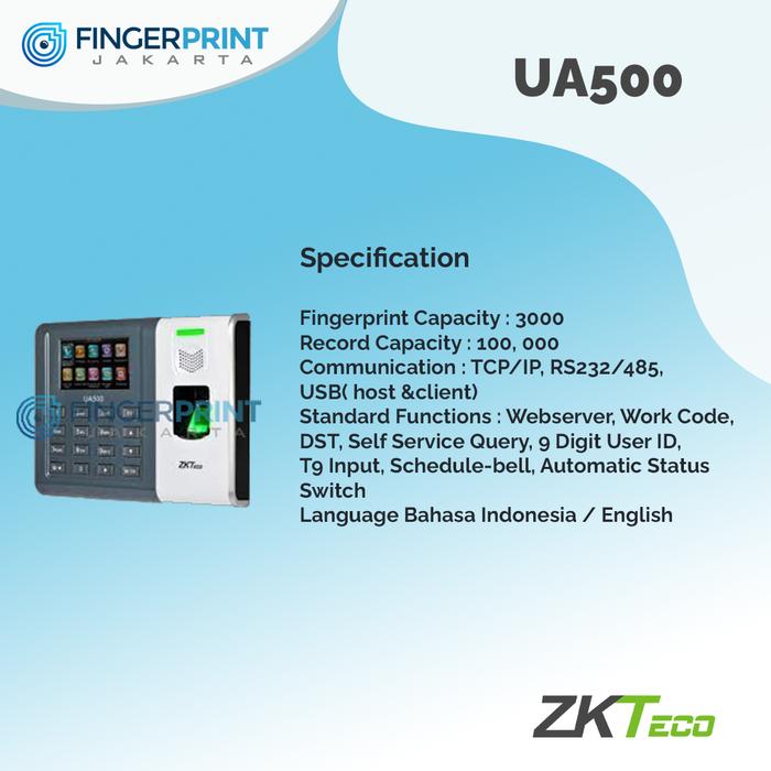 Jual ZKTeco UA500 Mesin Absensi - Jakarta Barat - FingerPrintJakarta | Tokopedia