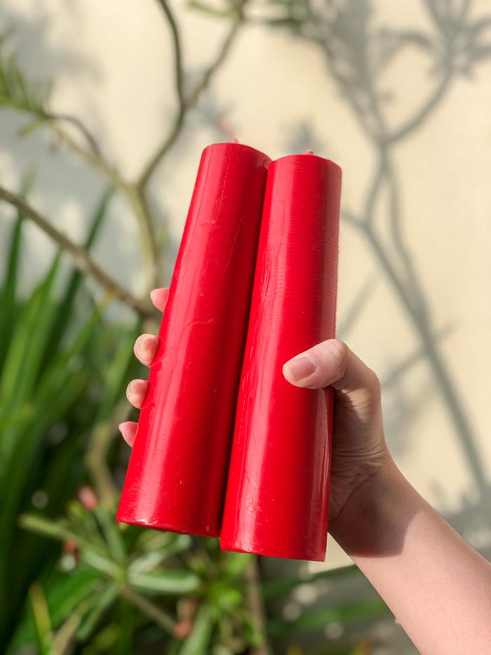 Jual Lilin Merah Besar Jumbo Tinggi 20 cm Diameter 5 cm Isi 2 Buah ...