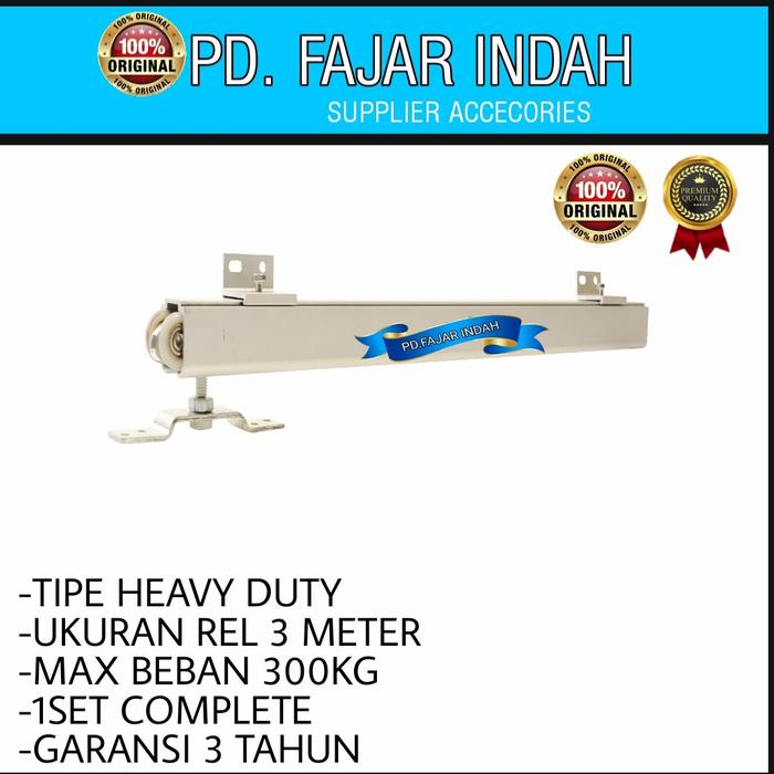 Jual rel pintu sliding HEAVY DUTY rel pintu geser 3meter 300kg rel ...