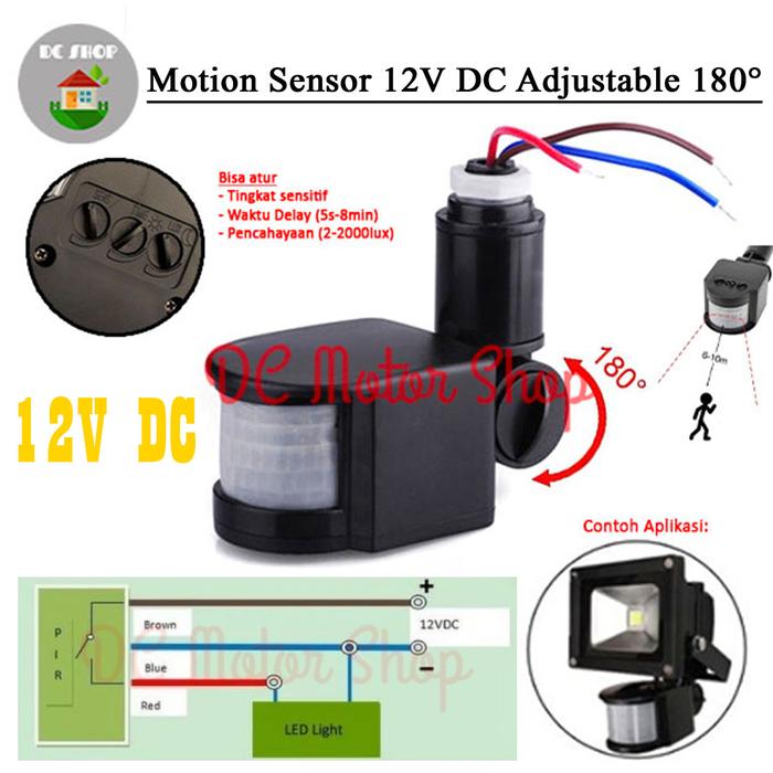 Jual Sensor Gerak PIR Motion Sensor Detector 12V DC Rotateable + Lux ...