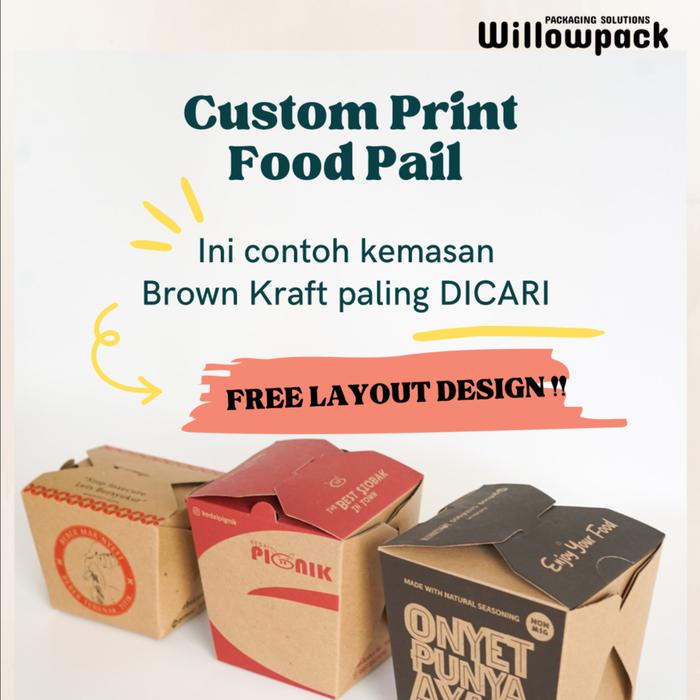 Jual CUSTOM CETAK FOOD PAIL BOX KRAFT LAMINASI / CETAK 1 - 2 WARNA - M ...