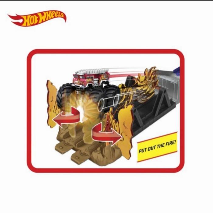 Jual Hotwheels Monster Trucks Fire Through Playset Original / Track ...