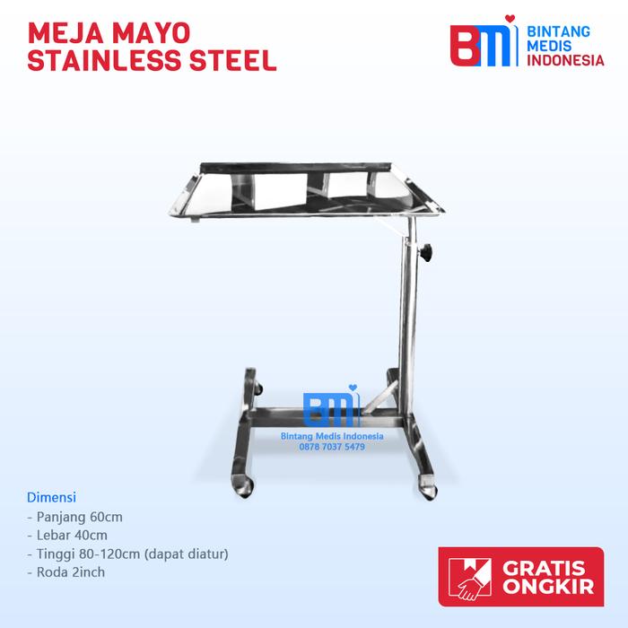 Jual Meja Mayo Stainless Steel Pasien - Overbed Table Medis - Meja ...