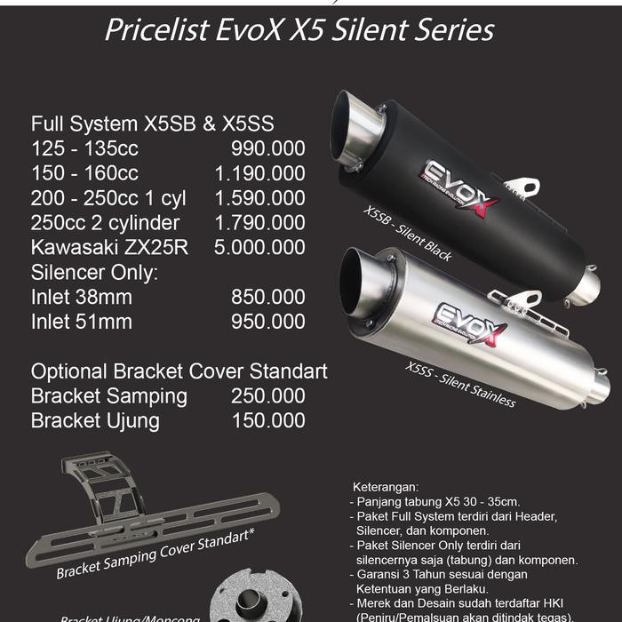 Jual Knalpot 3Tech Evox X5 Silent Khusus 250cc 2 Cylinder Fulsystem ...
