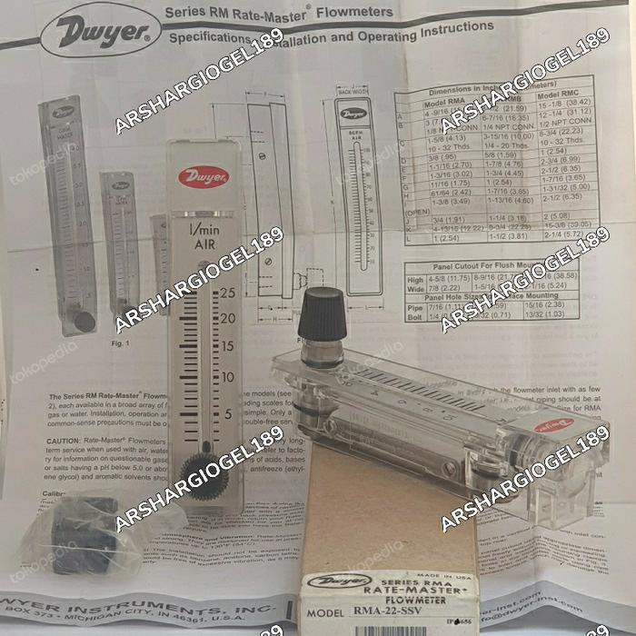 Jual Flowmeter RATE-METER Dwyer RMA-22-SSV 25Lpm Air - Jakarta Barat ...
