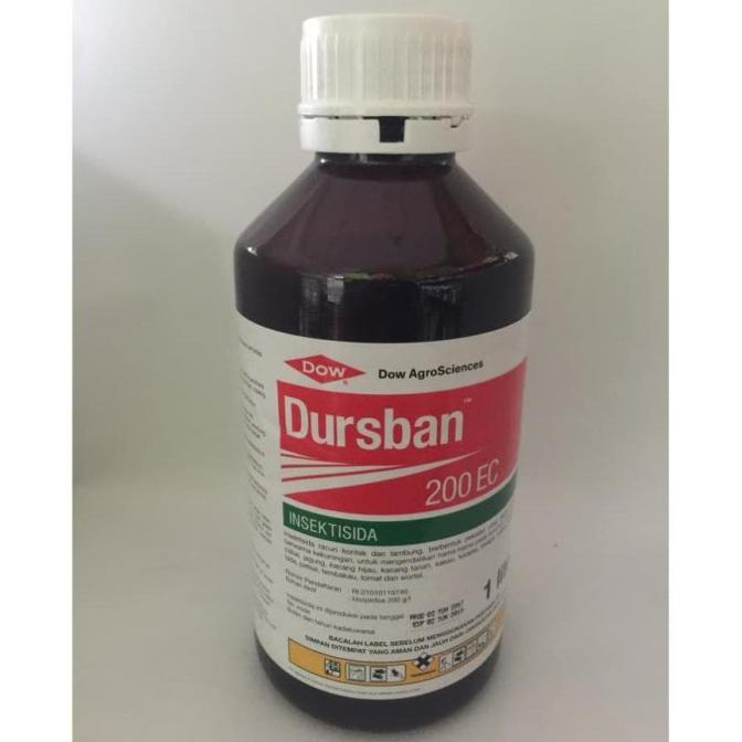 Jual ASLI Dursban 200 EC 1 Liter Insektisida Pembasmi Serangga Tanaman ...