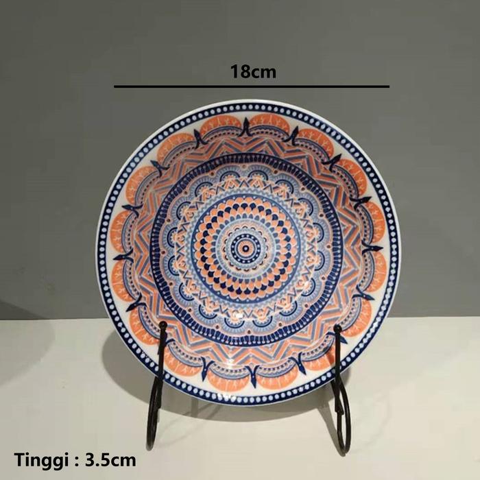 Jual Piring Keramik Mangkok Keramik Motif Batik 18cm - Biru Orange ...