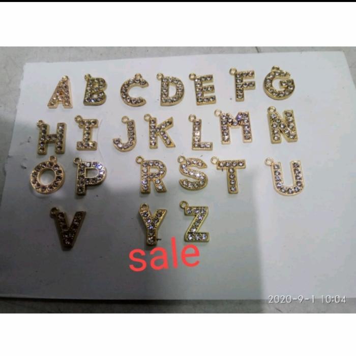Jual (A-N satuan) Bandul Liontin Huruf Full Permata Diamond bahan craft ...