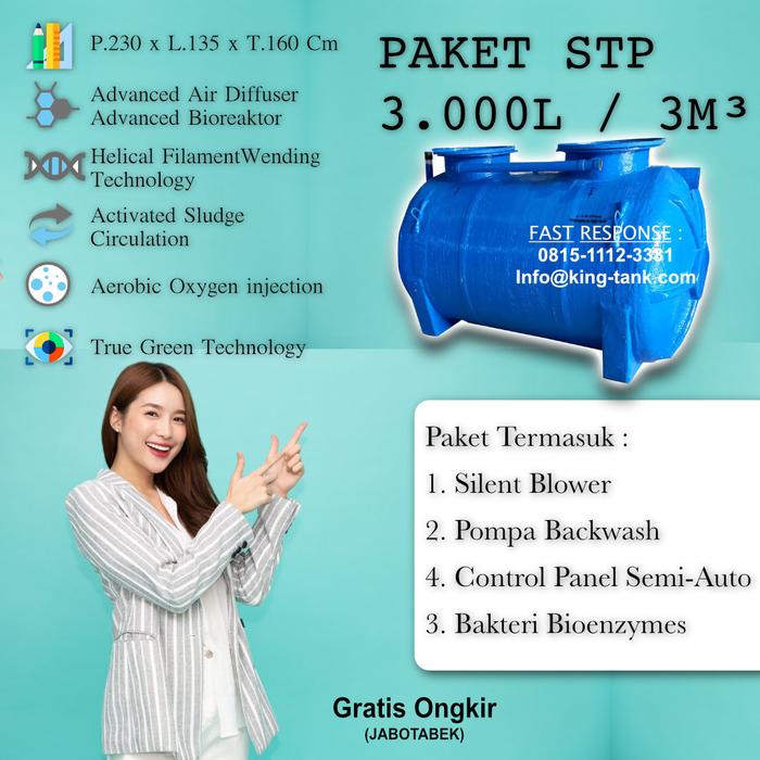 Jual Tangki IPAL STP 3000 Liter / 3m3 Tangki Septic Tank STP - Jakarta ...