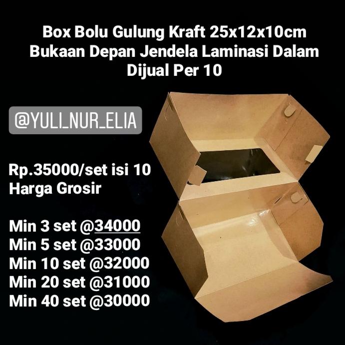 Jual Box Bolu Gulung Kraft 25x12x10cm Bukaan Depan Jendela Laminasi ...