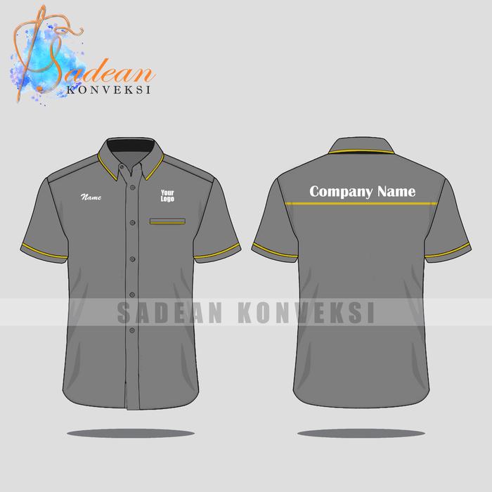 Jual Seragam Kerja : Kemeja Pendek Abu-Abu (Kombinasi) Perusahaan - Kab ...