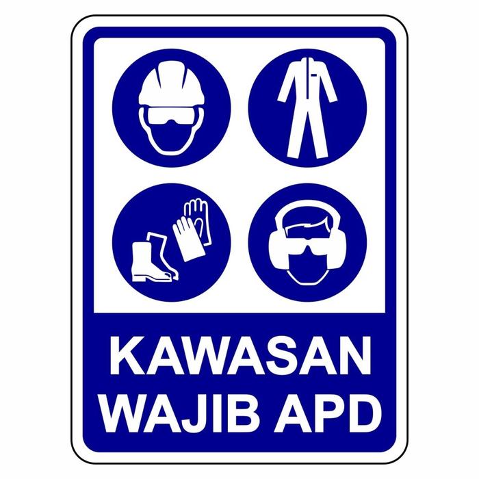 Jual Rambu K3 Kawasan Wajib APD Plat Alumunium uk 40x60 cm - stiker ...