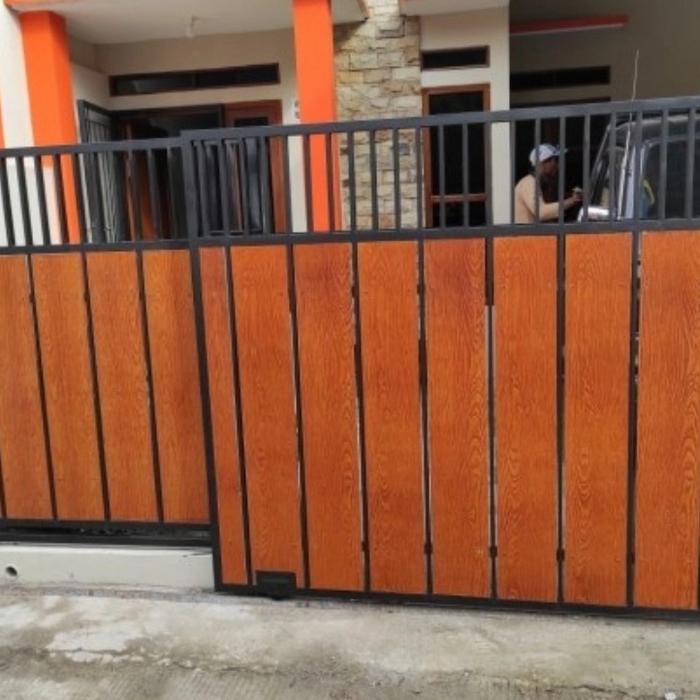 Jual pintu pagar lispank grc motif kayu rangka besi holo - Kota ...