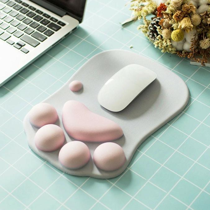 Jual Mouse Pad Cat Paw Kucing Cute Alas Mouse Bantalan Empuk Wrist Rest ...