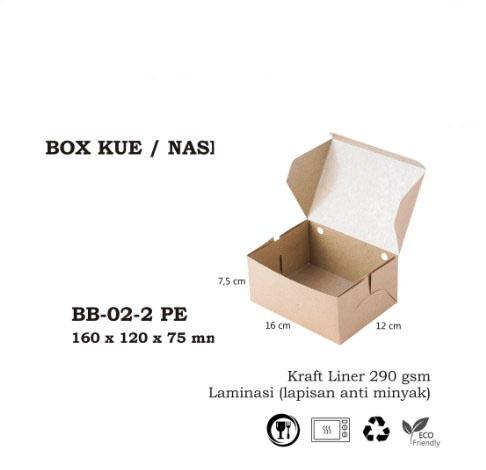 Jual Pro BOX DUS KOTAK MAKANAN NASI ROTI KUE SNACK 16x12x7,5 cm ...