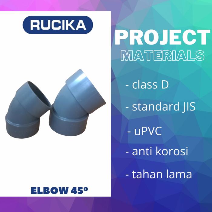 Jual elbow pvc 3" rucika D / knee D rucika 3" 45 derajat / fitting ...