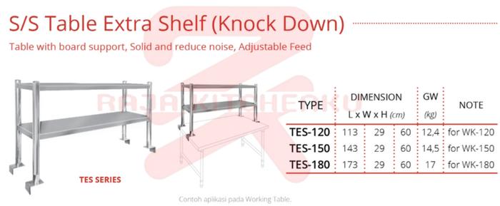 Jual Table Extra Shelf GETRA TES-150 For WK-150 Adjustable Feet ...
