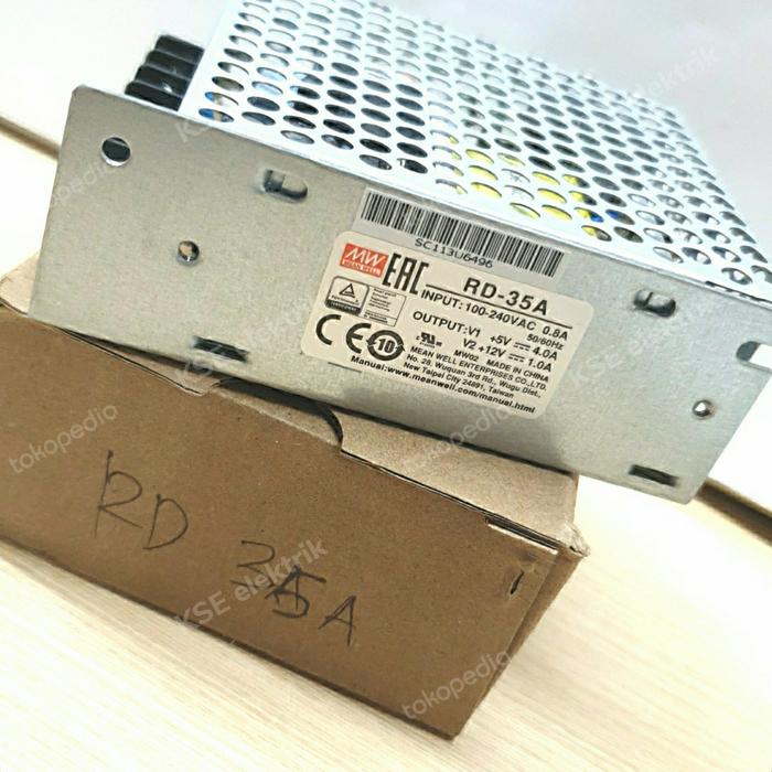 Jual Power supply MEANWELL Double Output..+5v .. +12vdc type RD-35A ...