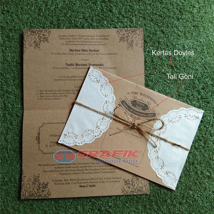 Jual Undangan Pernikahan rustic asli kertas doyles & tali goni - Kab ...