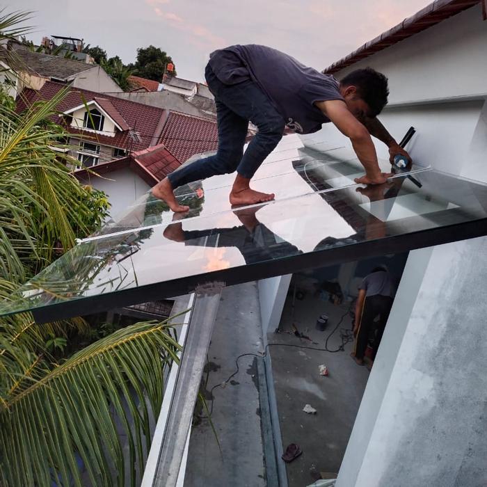 Jual atap kanopi kaca tempered 6mm + talang air bp Ryan cluster agnia ...