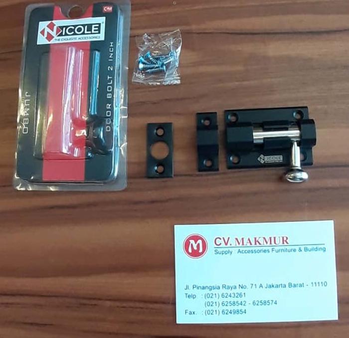 Jual Slot Pintu Bulat Nicole 5 cm / Grendel Pintu 2 inch Black ...