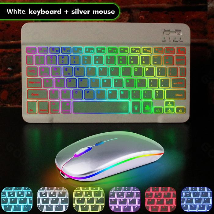 Jual 10 Inch Backlit Backlight Bluetooth Wireless Keyboard And Mouse ...