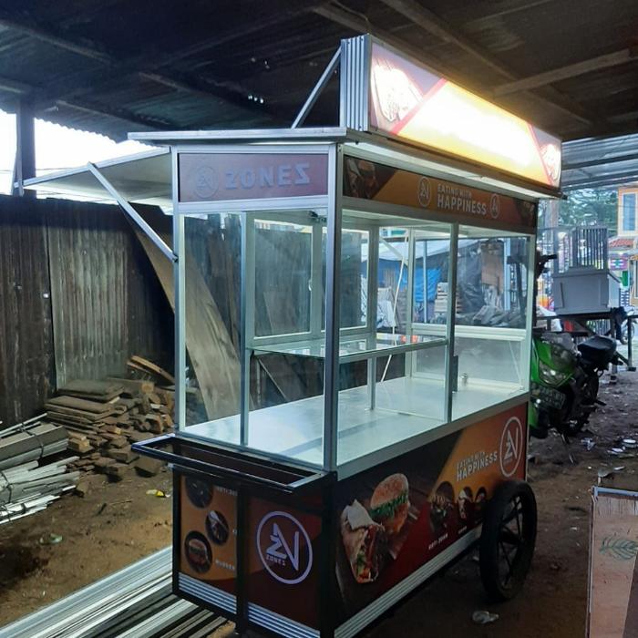 Jual Gerobak Aluminium Jualan Kebab ukuran 170x60 plus neon box - Kota ...