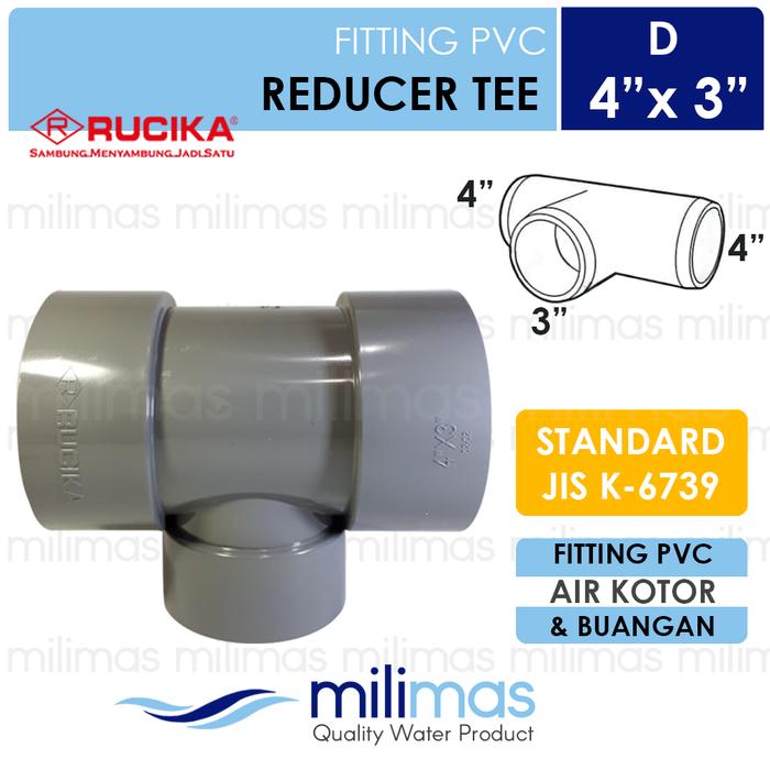 Jual RUCIKA - Reducer TEE D 4" x 3"- Verloop TEE PVC - Fitting Pipa PVC ...