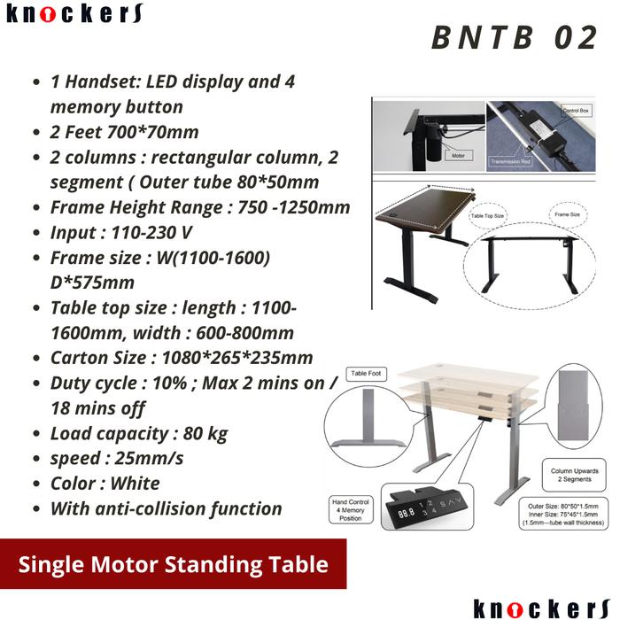 Jual TABLE LIFT / SINGLE MOTOR STANDING TABLE / MEJA GAMING - BNTB 02 ...