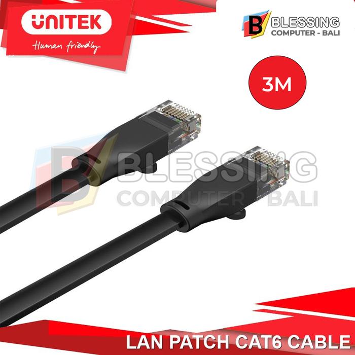 Jual Kabel Lan Cat 6 3M UNITEK C1811GBK UTP Flat RJ45 / Kabel Lan 3 Meter - Kota Denpasar ...