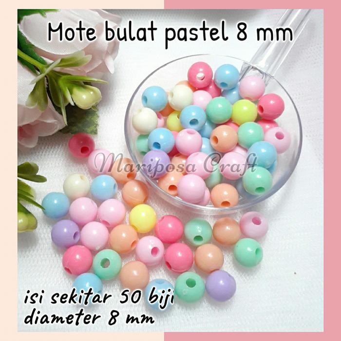 Jual (SST-001) Mote manik-manik bulat susu doff 8 mm warna pastel - Kab. Magelang - Mariposa ...