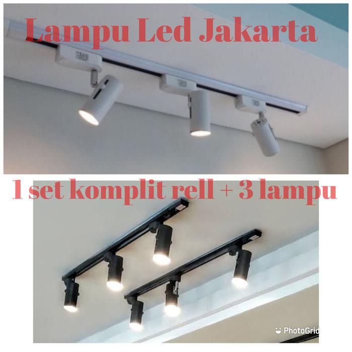 Jual 1set lampu rell 3pcs lampu sorot spotlight rell 1meter isi 3 ...