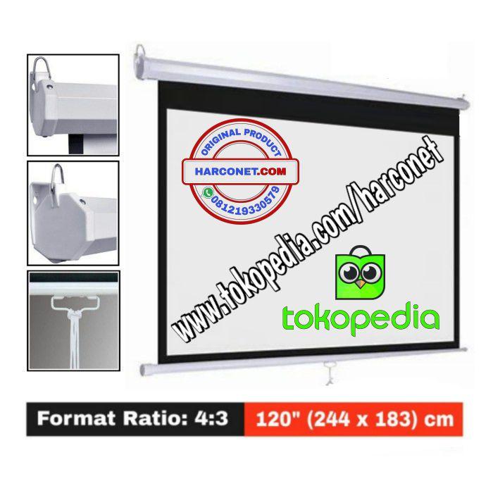 Jual Layar Proyektor Gantung 120" (244 x 183) cm Screen 120 inch Format ...