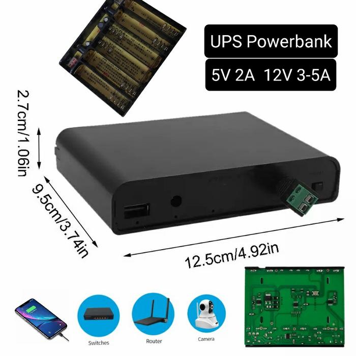 Jual Kotak 6x18650 battery UPS power bank supply 5v 12v 5A box router ...