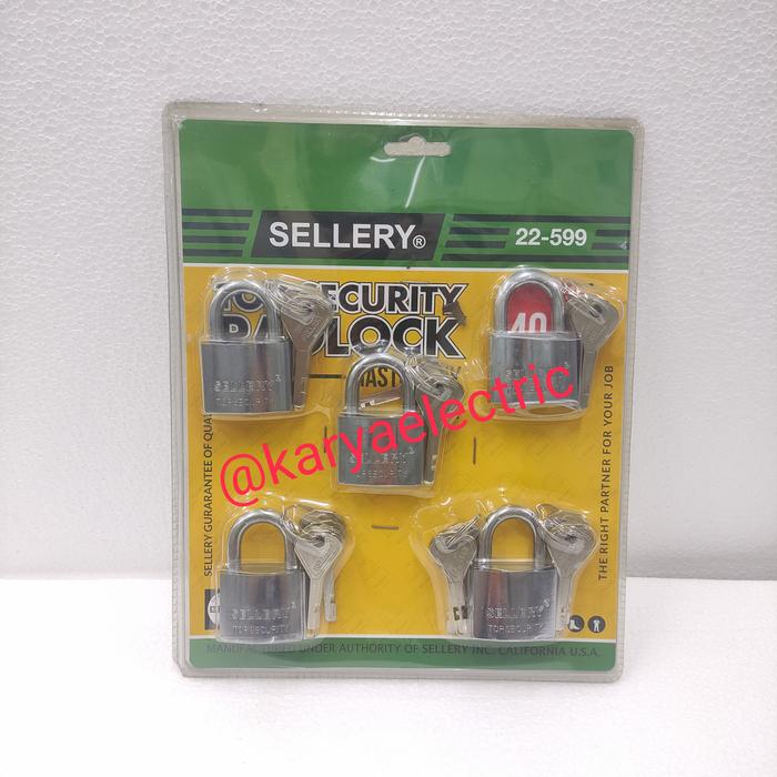 Jual GEMBOK RUMAH PAGAR TOKO SELLERY MASTER KEY 5PCS 22-599 40MM ...