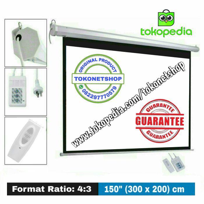 Jual Screen Motorized 150 inch (3 x 2) Meter Layar Proyektor Remote ...