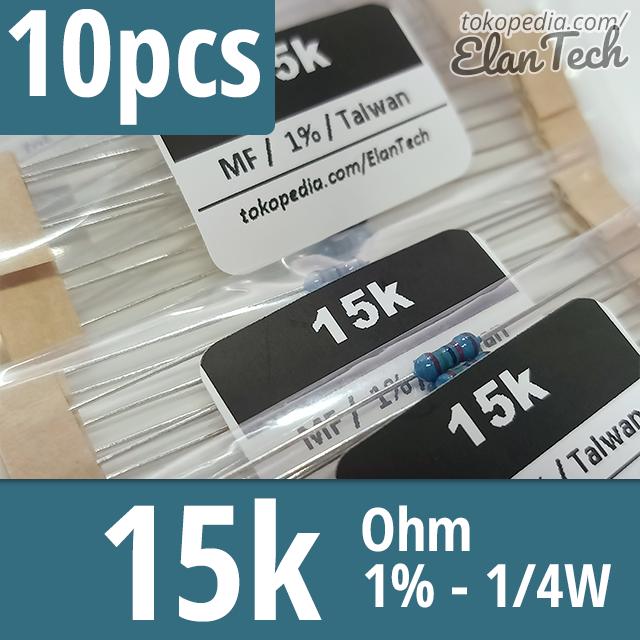 Jual Resistor 15k Taiwan 10pcs 1/4W 1% 15 Kilo Ohm 0.25W ElanTech ...