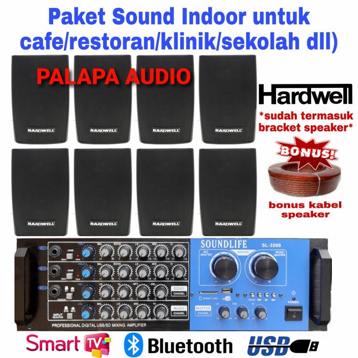Jual PAKET SOUND SYSTEM INDOOR CAFE / RESTO HARDWELL 8 SPEAKER (LUXURY ...
