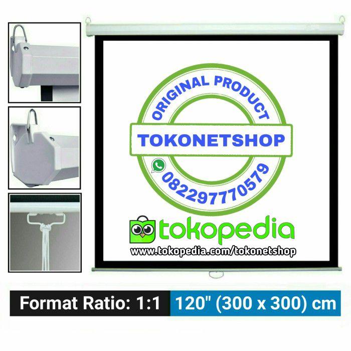 Jual Screen Manual 120 inch / Layar Proyektor Manual 120" (3 x 3) Meter ...
