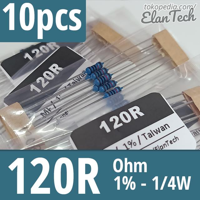Jual Resistor 120R Taiwan 10pcs 1/4W 1% 120 Ohm 0.25W ElanTech ...