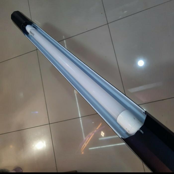 Jual Set Kap Lampu TL Bambu 1x36W Hitam Oval Saka + LED Ecofit 16W ...