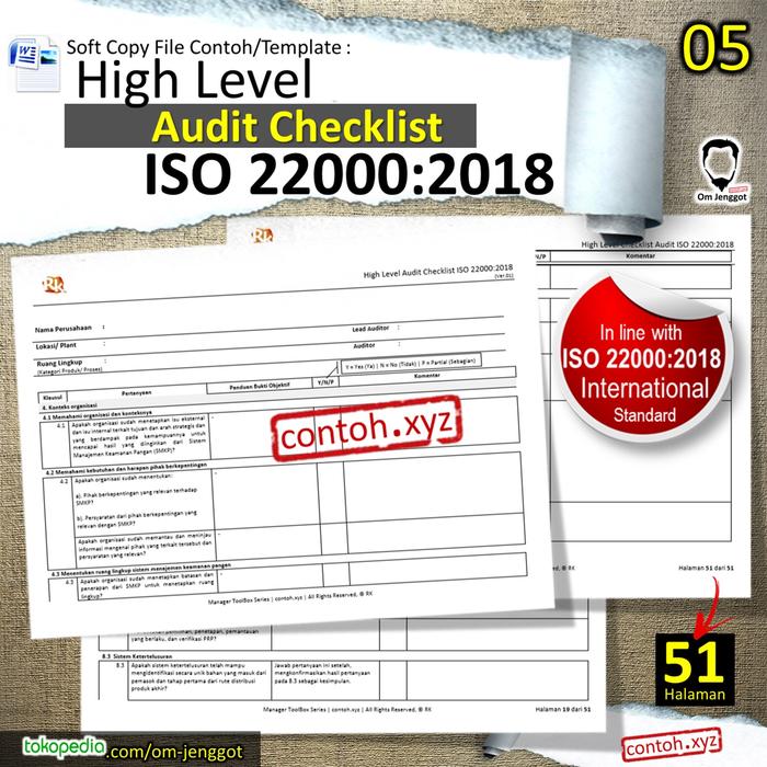 Jual Contoh High Level Audit Checklist ISO 22000:2018 | Bahasa ...