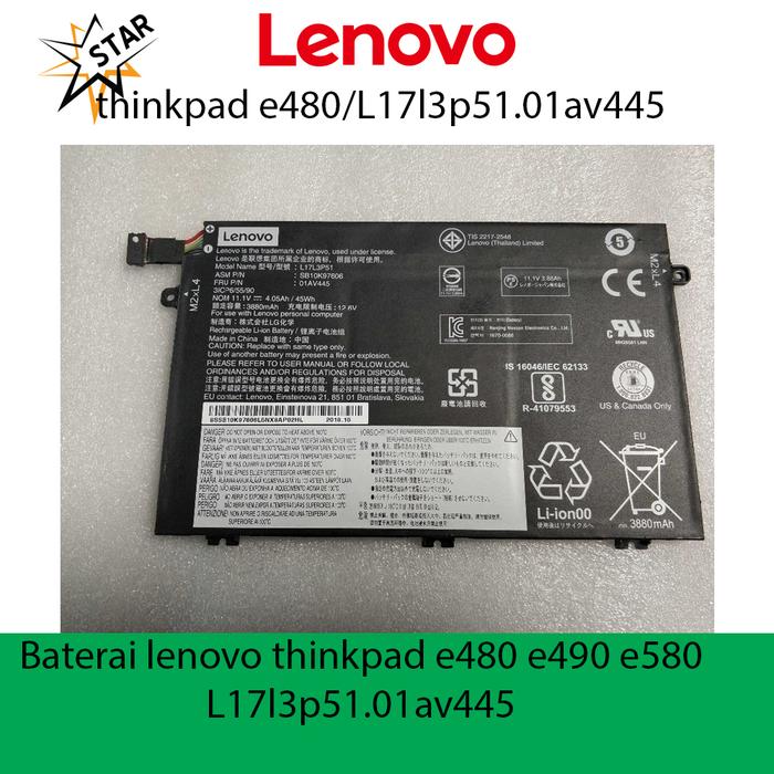 Jual Baterai lenovo thinkpad e480 e490 e580 l480 l580 r480 L17l3p51 ...