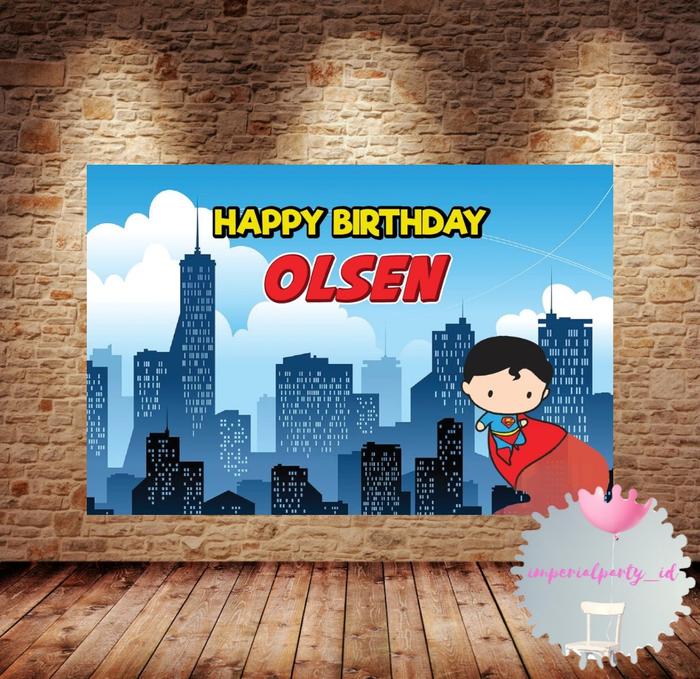 Jual Custom Backdrop Banner Spanduk Happy Birthday Superman Kids Chibi ...