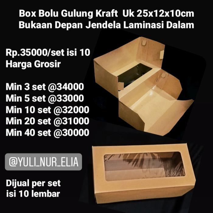 Jual Box Bolu Gulung Kraft 25x12x10cm Bukaan Depan Jendela Laminasi ...