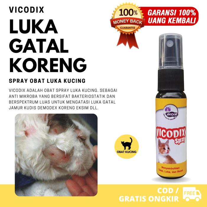 Jual Obat luka kucing gatal eksim koreng borok VICODIX Spray Jamur ...