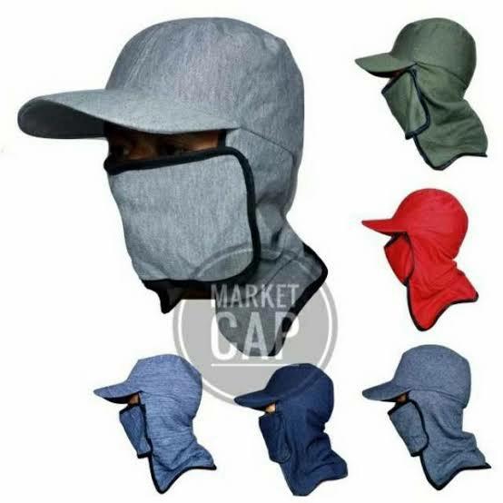 Jual topi masker jepang topi proyek topi pertanian topi mancing - Biru ...